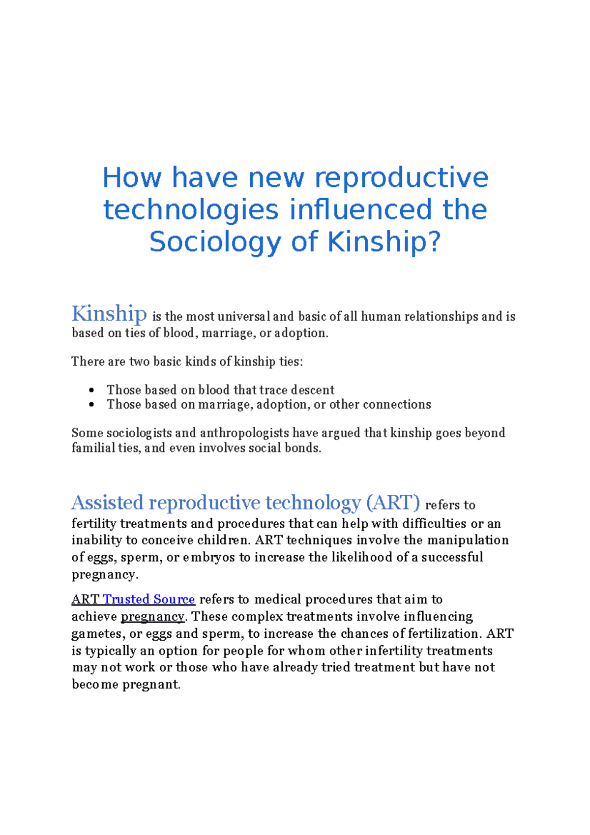 Sociology- new reproductive technologies 2022 - How have new ...