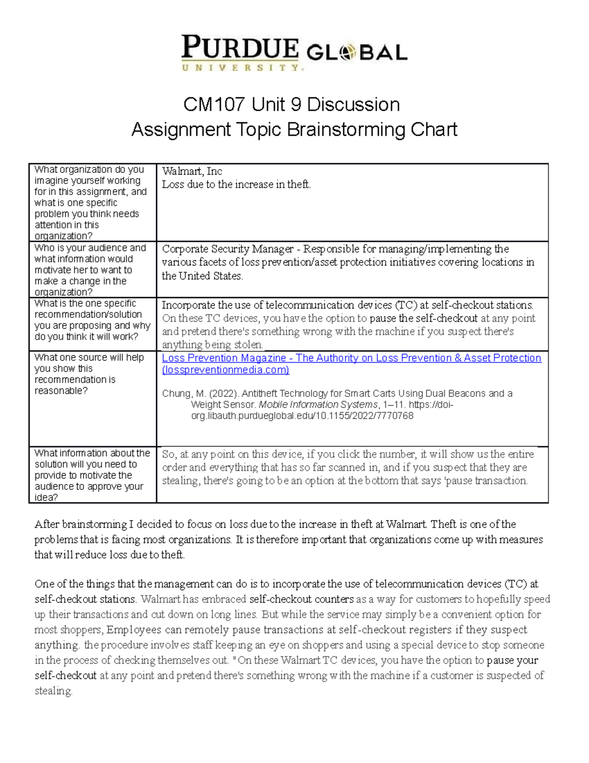 CM107 U9 DBChart - Discussion Board - CM107 Unit 9 Discussion ...
