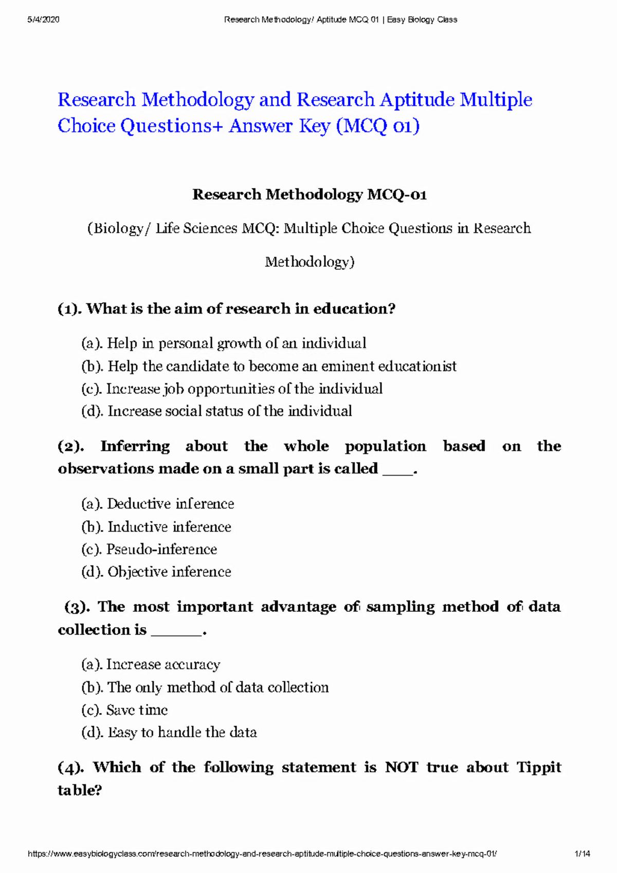RM MCQ - 123 - Research Methodology - ☎ ☛ ☞ ☎ ☛ ☎ ☛ ☞ ☞ - Studocu