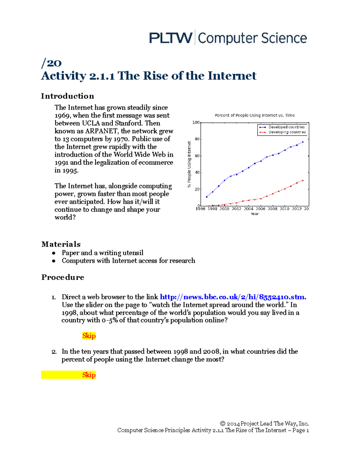 2.1.1.A Rise Of The Internet - / Activity 2.1 The Rise of the Internet ...