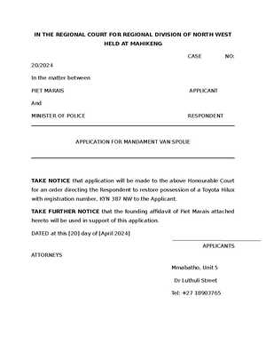 plea section 115 - IN THE MAGISTRATES COURT FOR THE DISTRICT DIVISION ...
