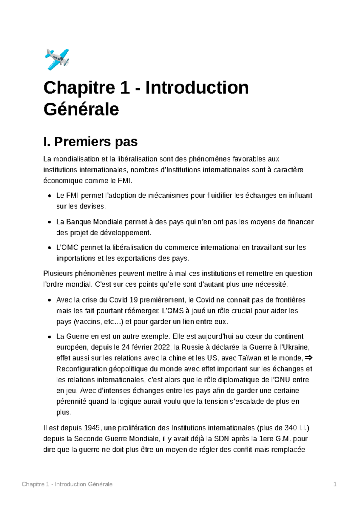 Chapitre 1 - Introduction Gnrale - ! Chapitre 1 - Introduction Générale I. Premiers pas La - Studocu