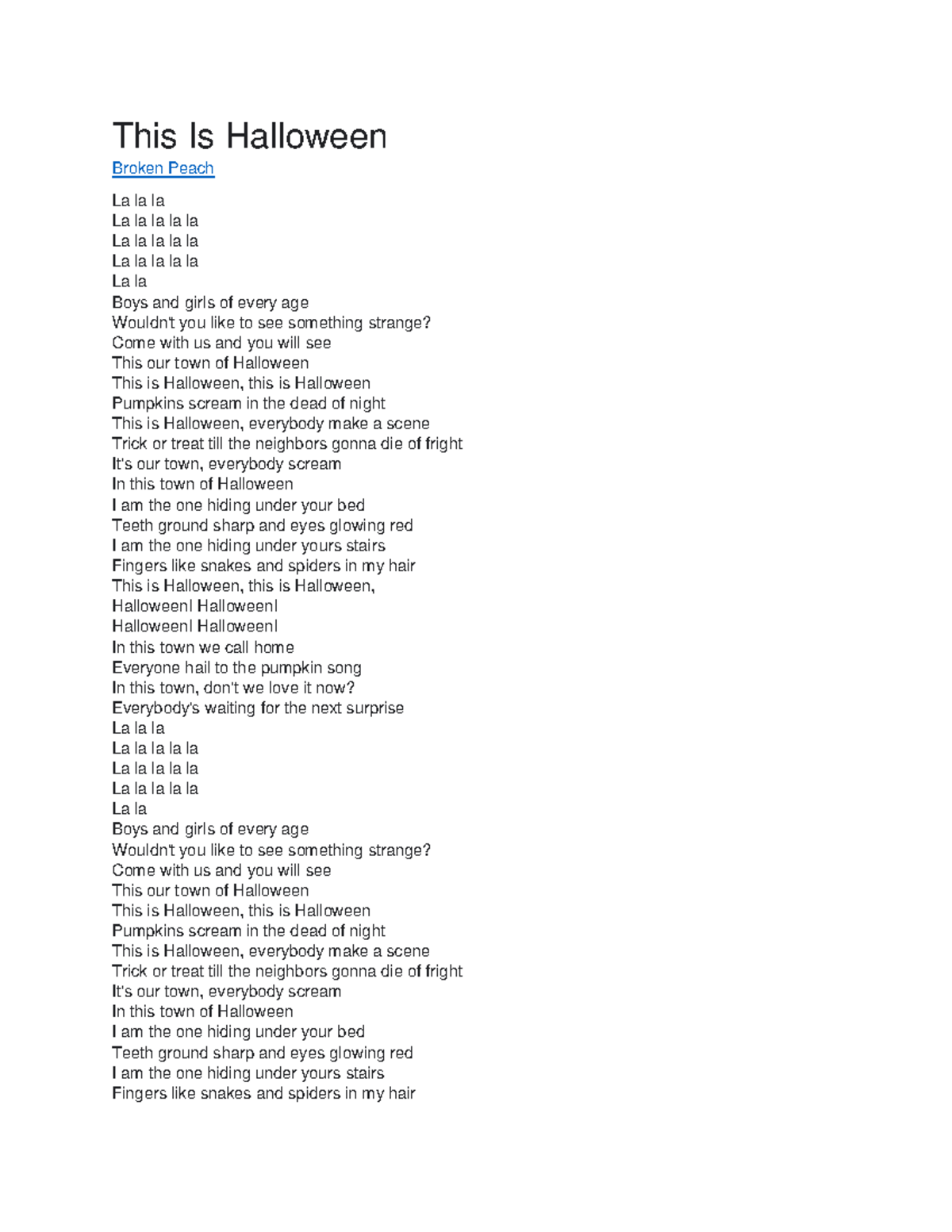 This Is Halloween Lyrics