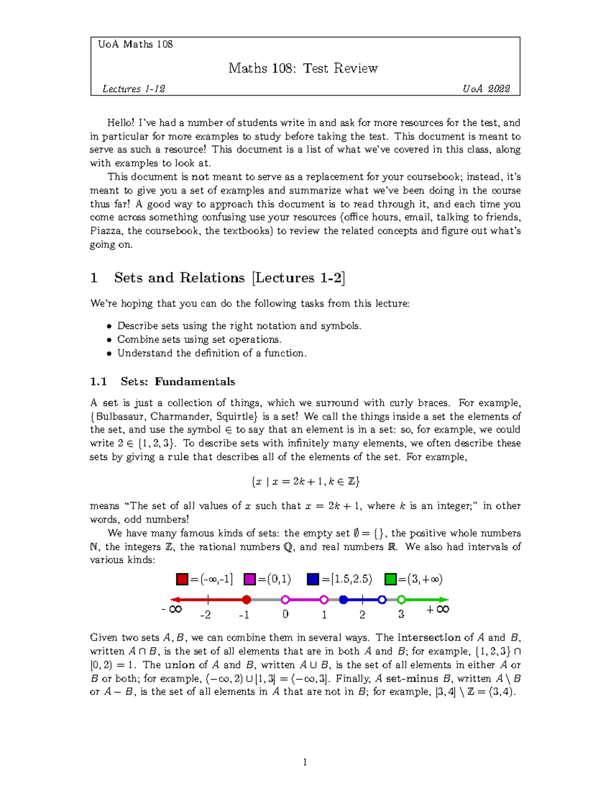 Maths 108 - Test Review - Good notes + good revision = Somewhat happy ...