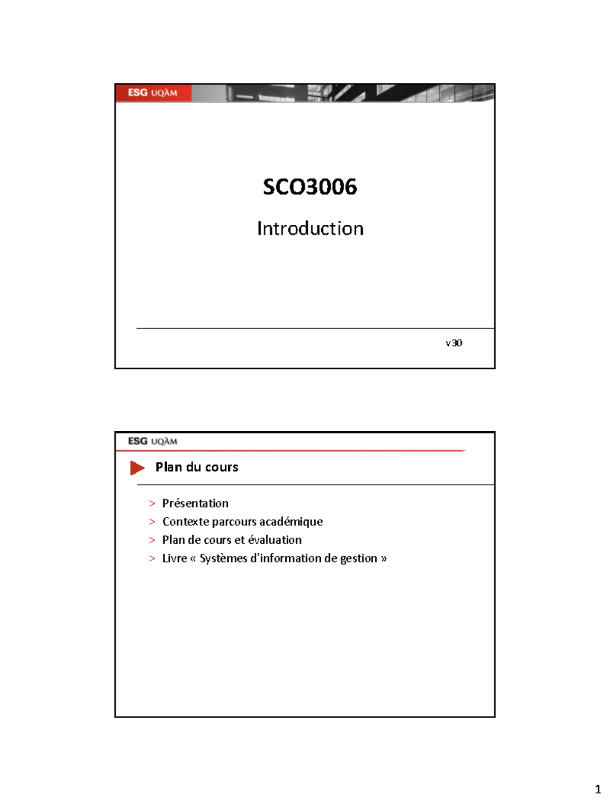 Cours 01 intro v30 - SCO Introduction v ˃ Présentation ˃ Contexte ...
