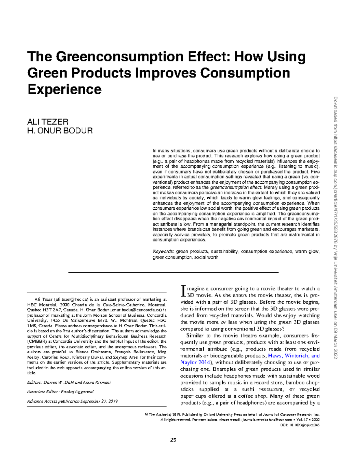 Article 2 CB - The Greenconsumption Effect: How Using Green Products ...