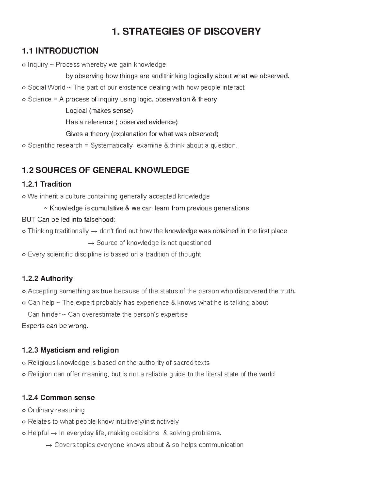 RSC2601- Summaries - 1. STRATEGIES OF DISCOVERY 1 INTRODUCTION Inquiry ...