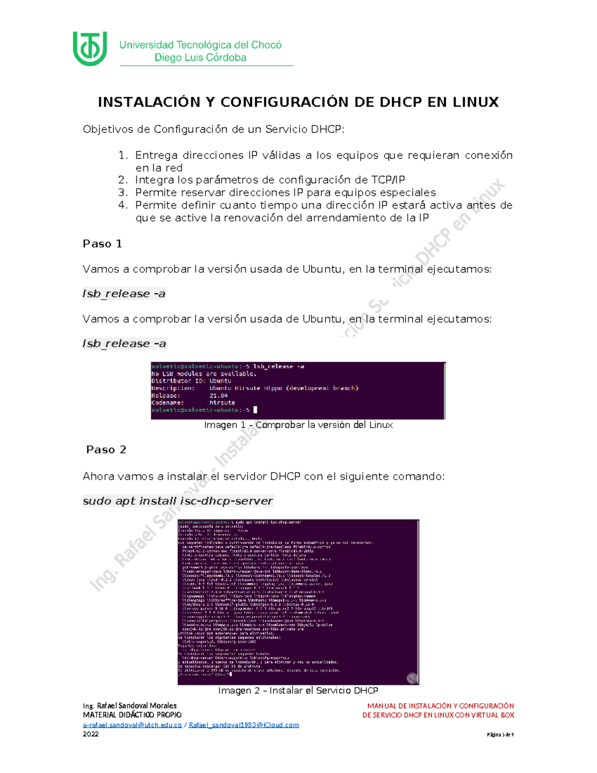 Instalación y Configuración de Servicio DHCP en Linux - INSTALACIÓN Y CONFIGURACIÓN DE DHCP EN ...