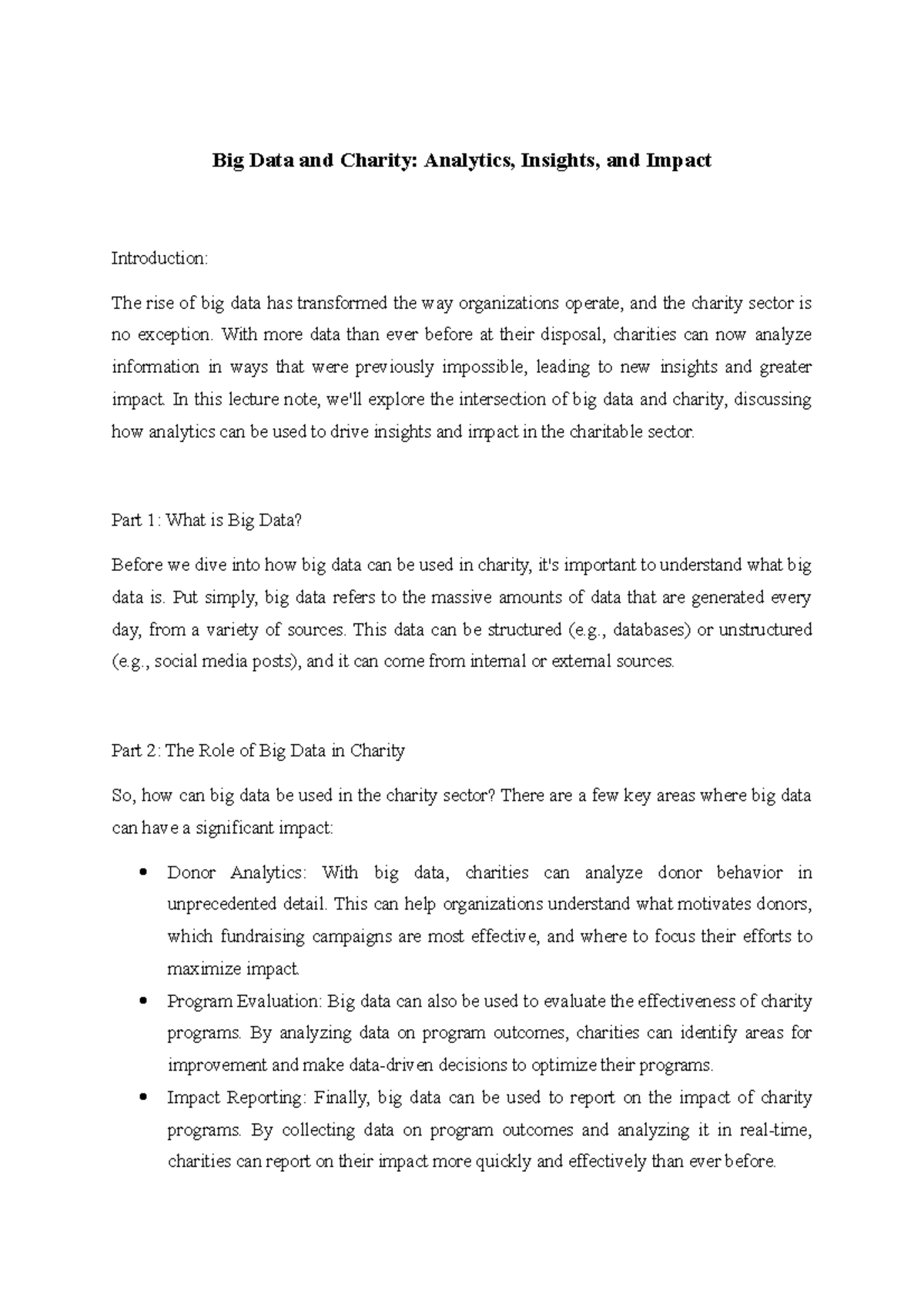 Big Data and Charity - With more data than ever before at their ...