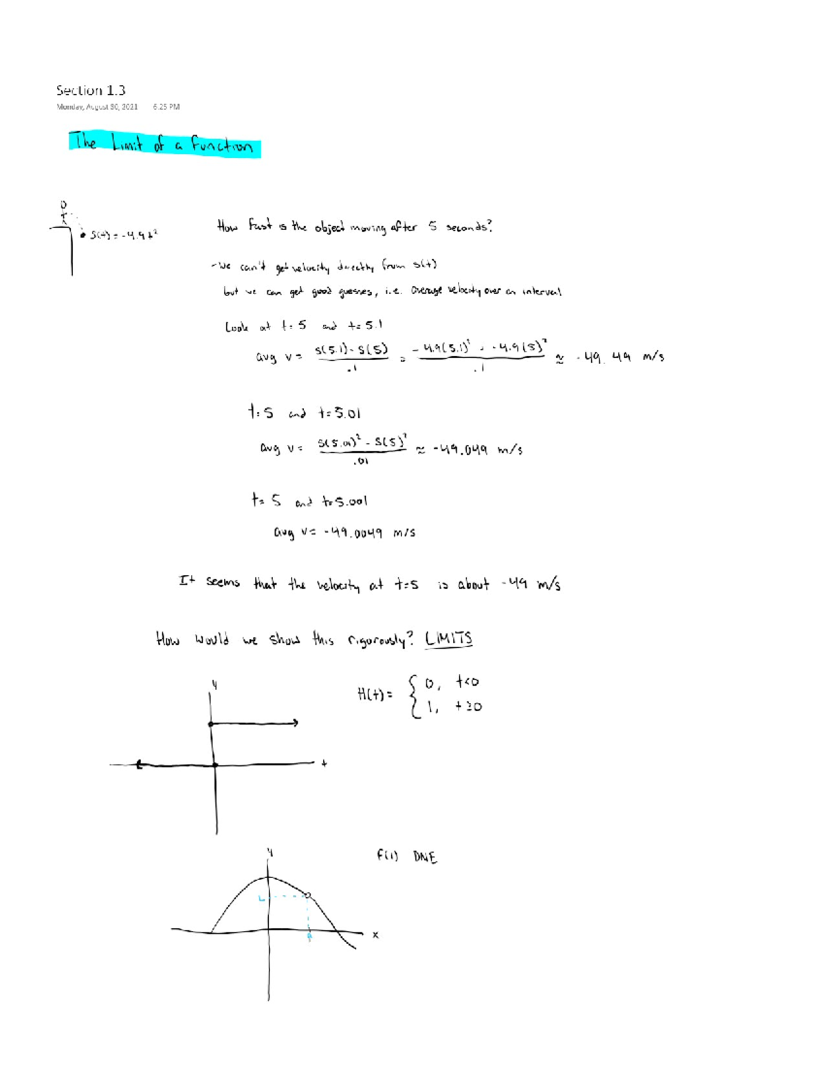 1.3 The Limit of a function - MTH 161 - Studocu