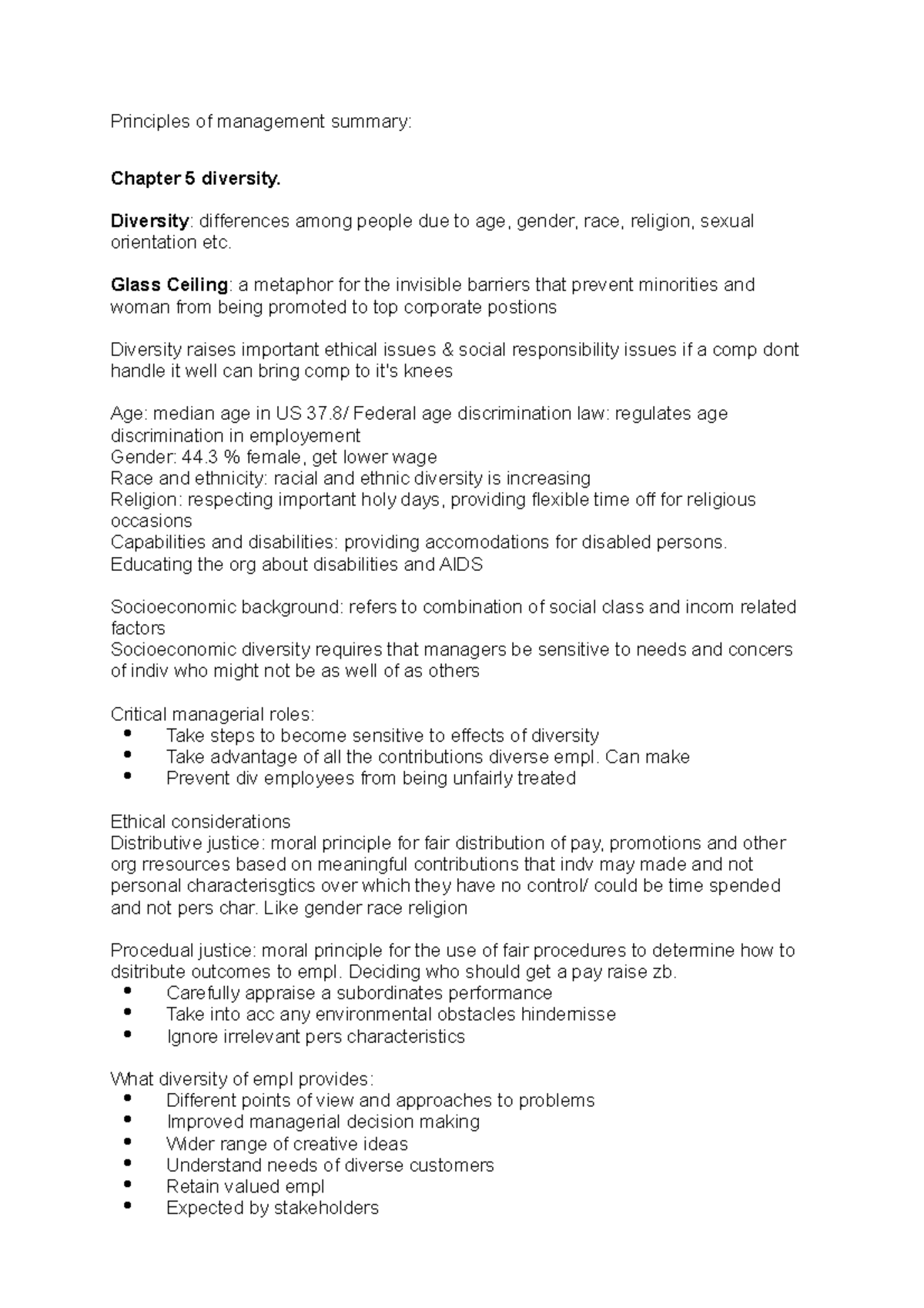 PRINCIPLES OF MANAGEMENT - Principles of management summary: Chapter 5 ...