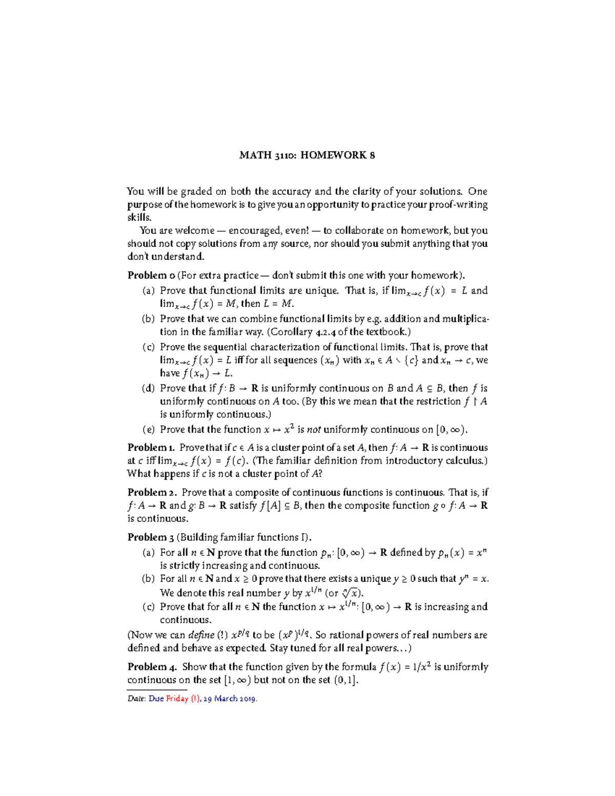 3110 Hw8 Homework From Math 3110 Taught By Professor Zach Norwood During Spring 2019 Math
