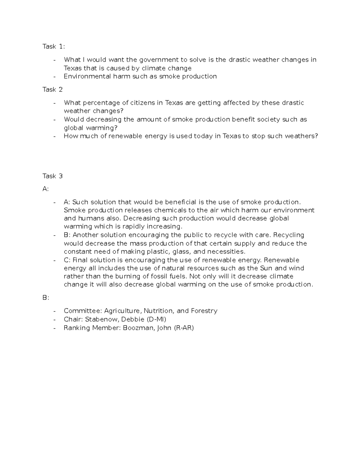 Public Policy Exercise 2 - Task 1: What I would want the government to ...