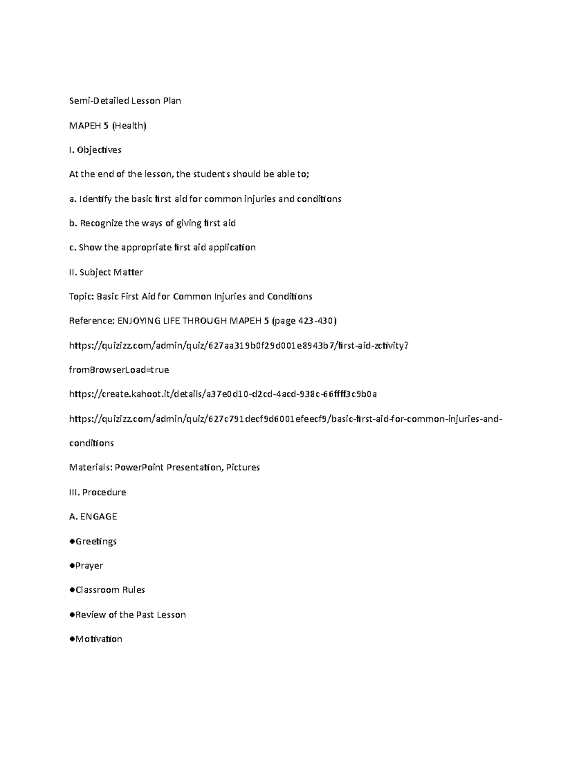 5E-Lesson-plan - share your knowlege - Semi-Detailed Lesson Plan MAPEH ...