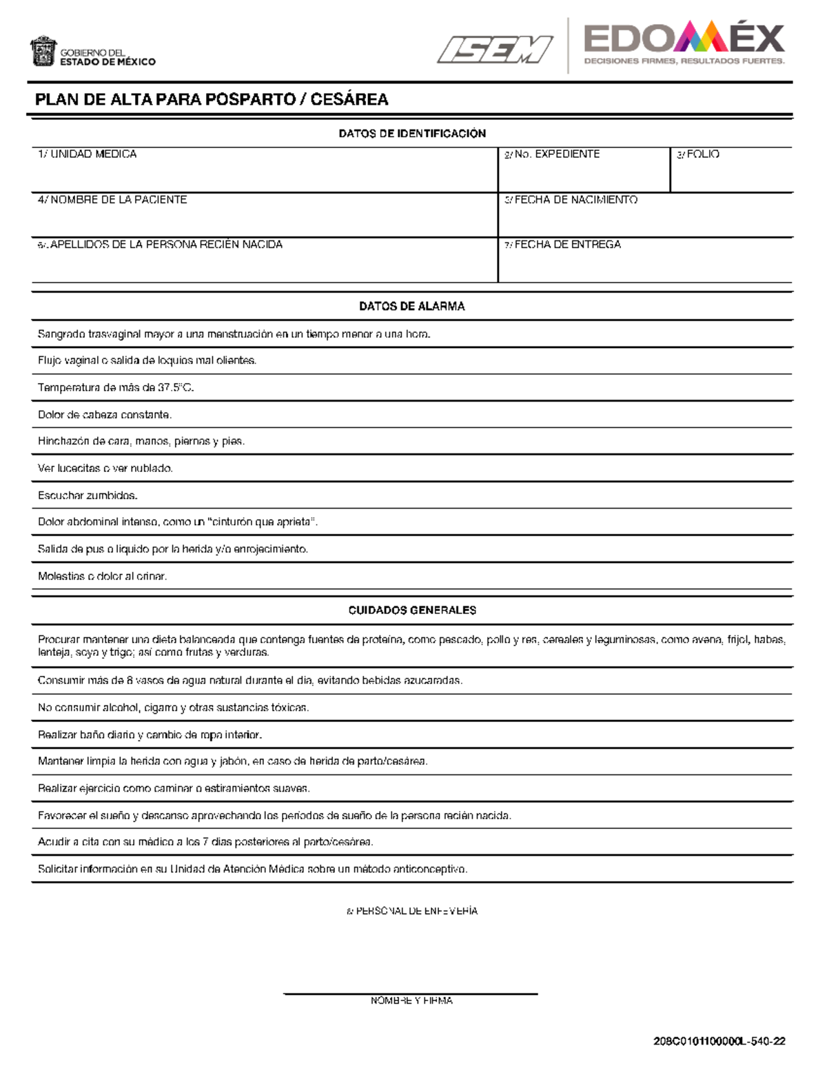 Plan de altas posparto/cesarea - pediatria - Studocu