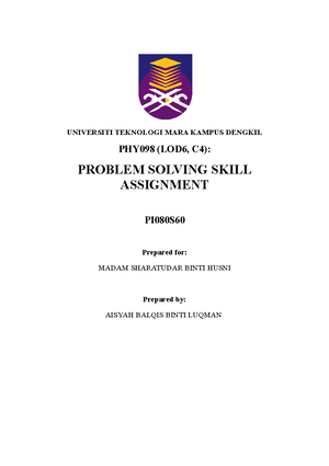 PHY094 Entrepreneurial Assignment - UITM CAWANGAN KAMPUS DENGKIL PHY094 ...