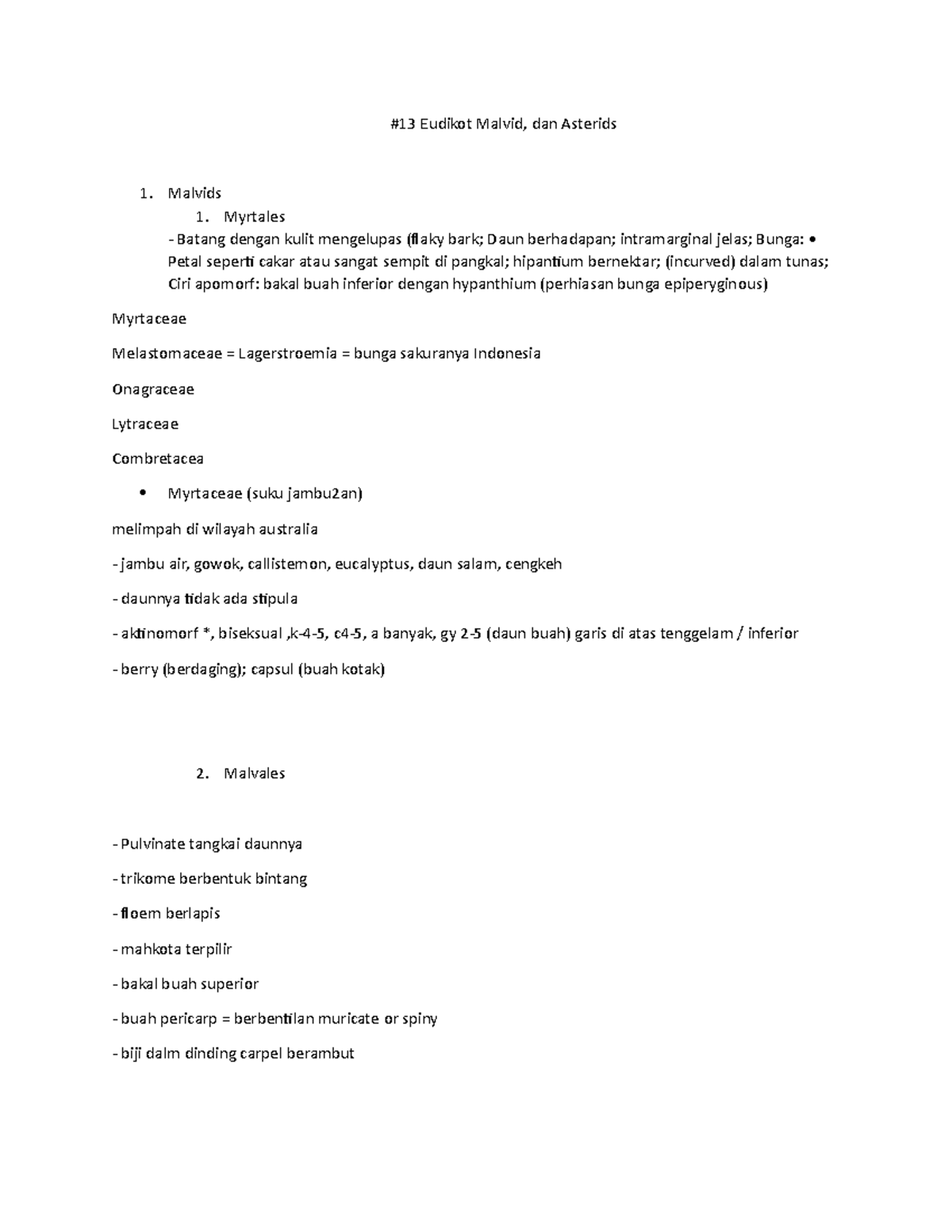 Eudikot Malvid, dan Asterids - #13 Eudikot Malvid, dan Asterids Malvids ...