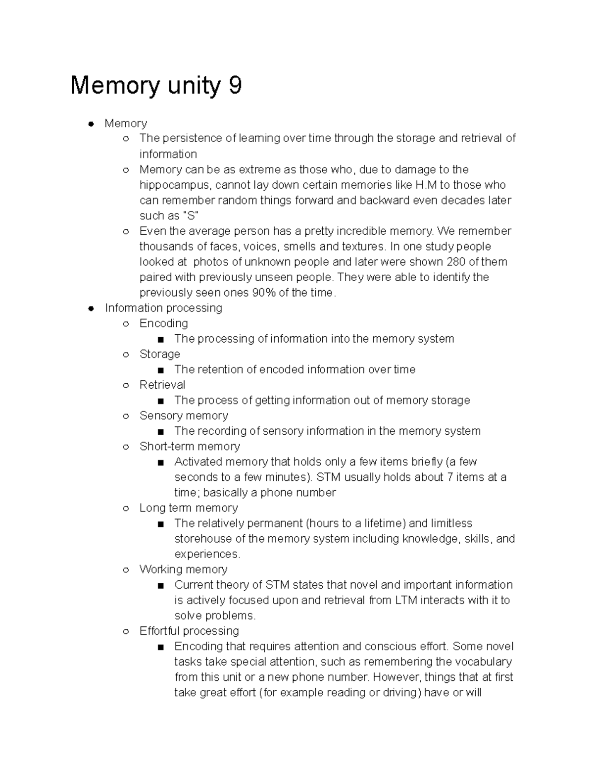 Psyc unit 9 - psychology unit 9, weber state university - Memory unity ...