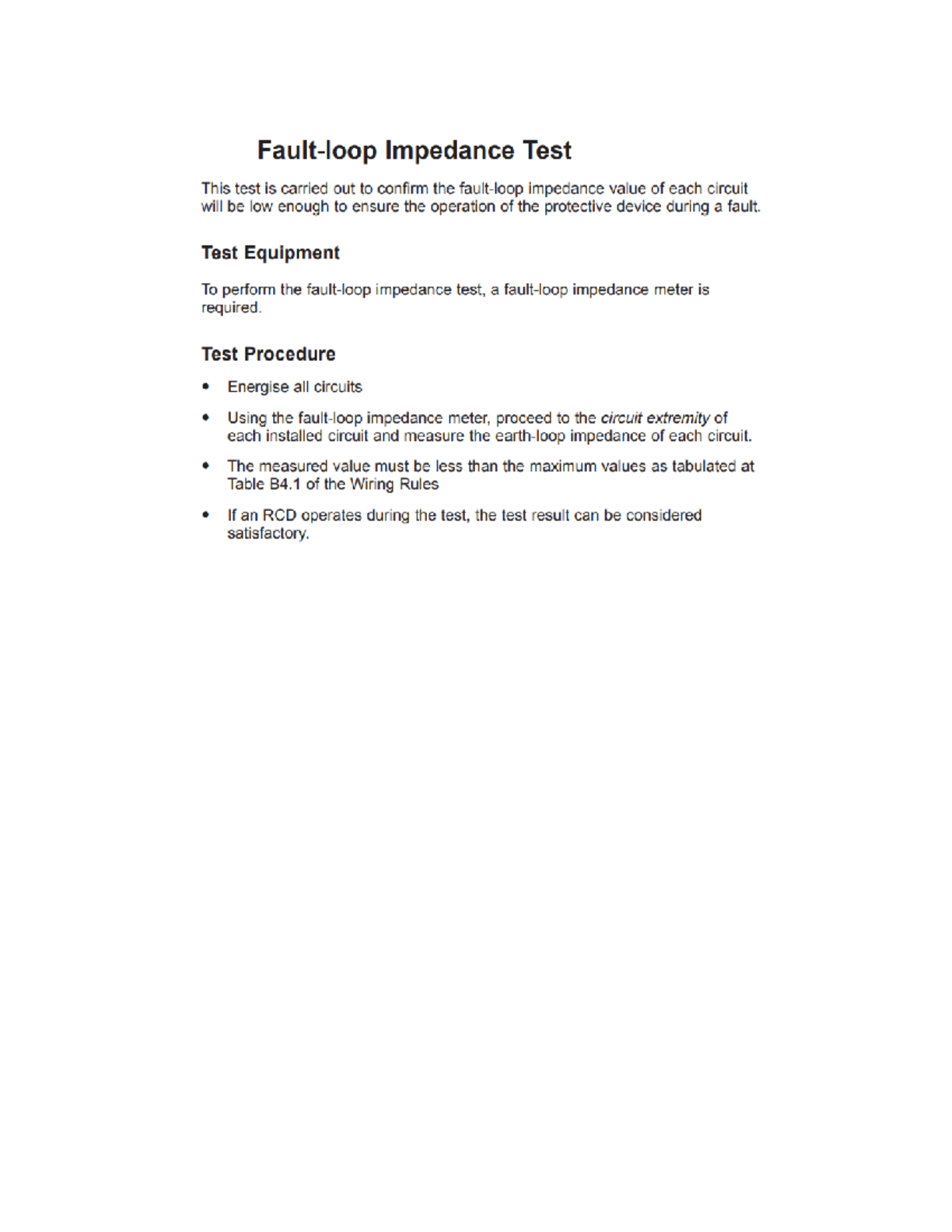 Loop impedence test - testing notes - Bachelor of science in Electrical ...