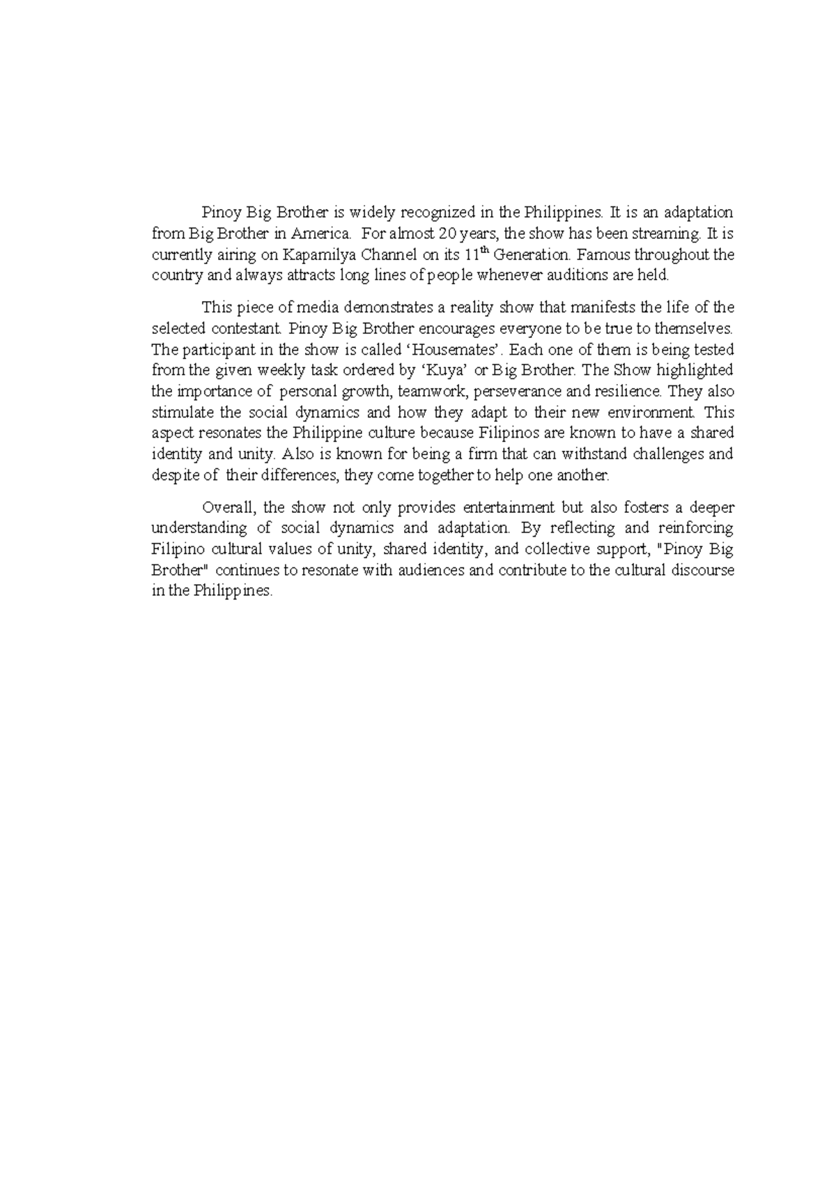 Pbb - Pinoy Big Brother being influential in Philippine media - Pinoy ...