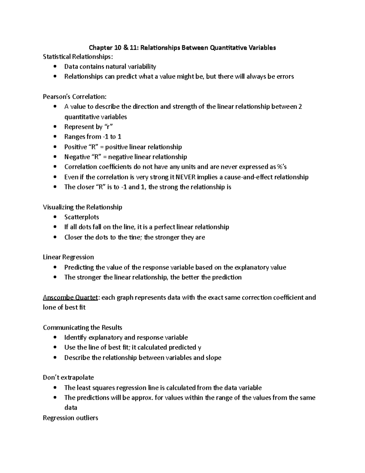 Chapter 10 and 11 - Beth Cochran - Statistical Relationships:Chapter 10 ...