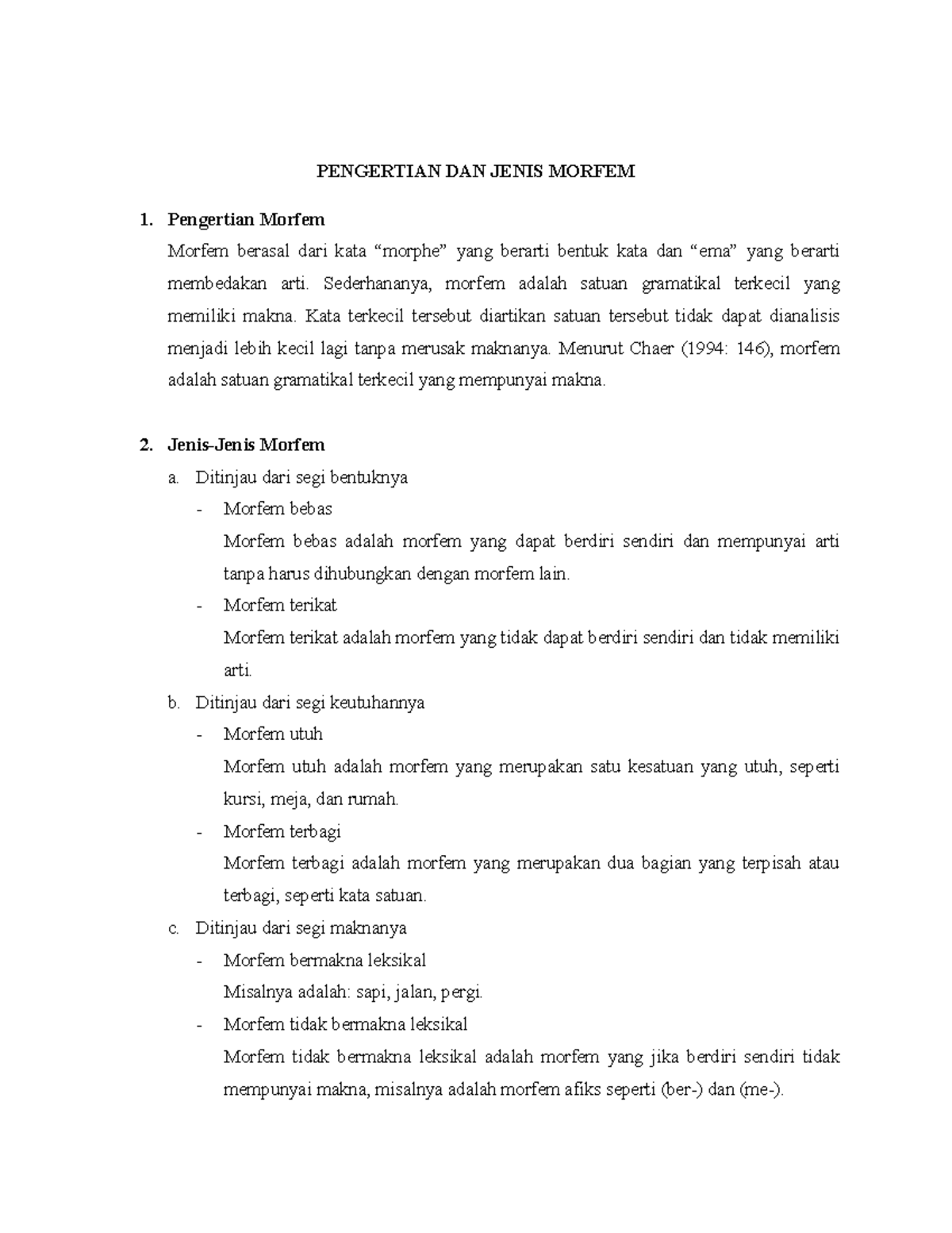Pengertian dan Jenis Morfem - PENGERTIAN DAN JENIS MORFEM Pengertian ...