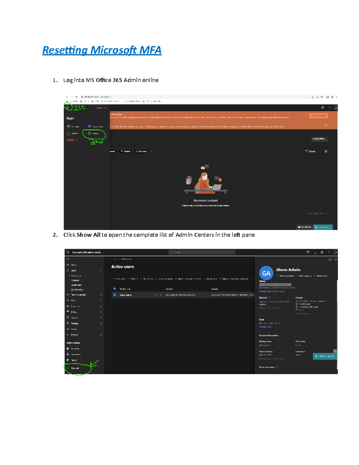 Resetting Microsoft MFA - Resetting Microsoft MFA Log into MS Office ...