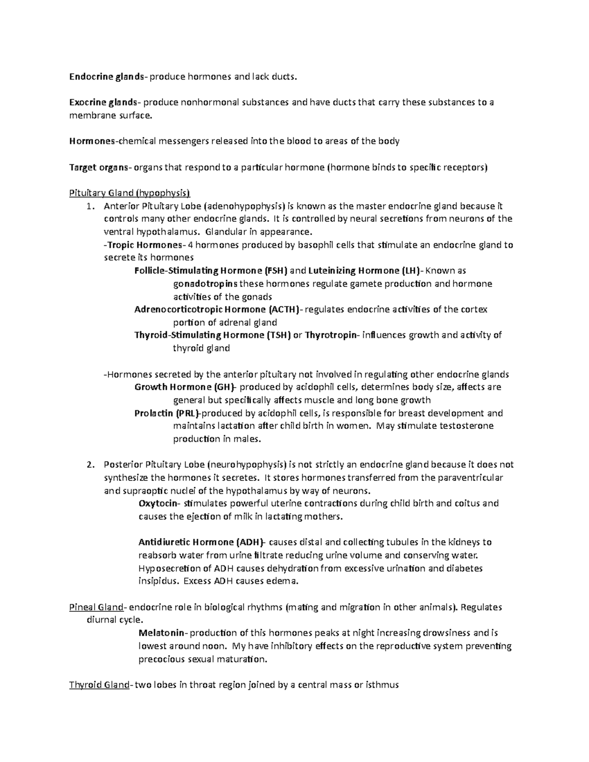 Endocrine System Handout - Endocrine glands- produce hormones and lack ...
