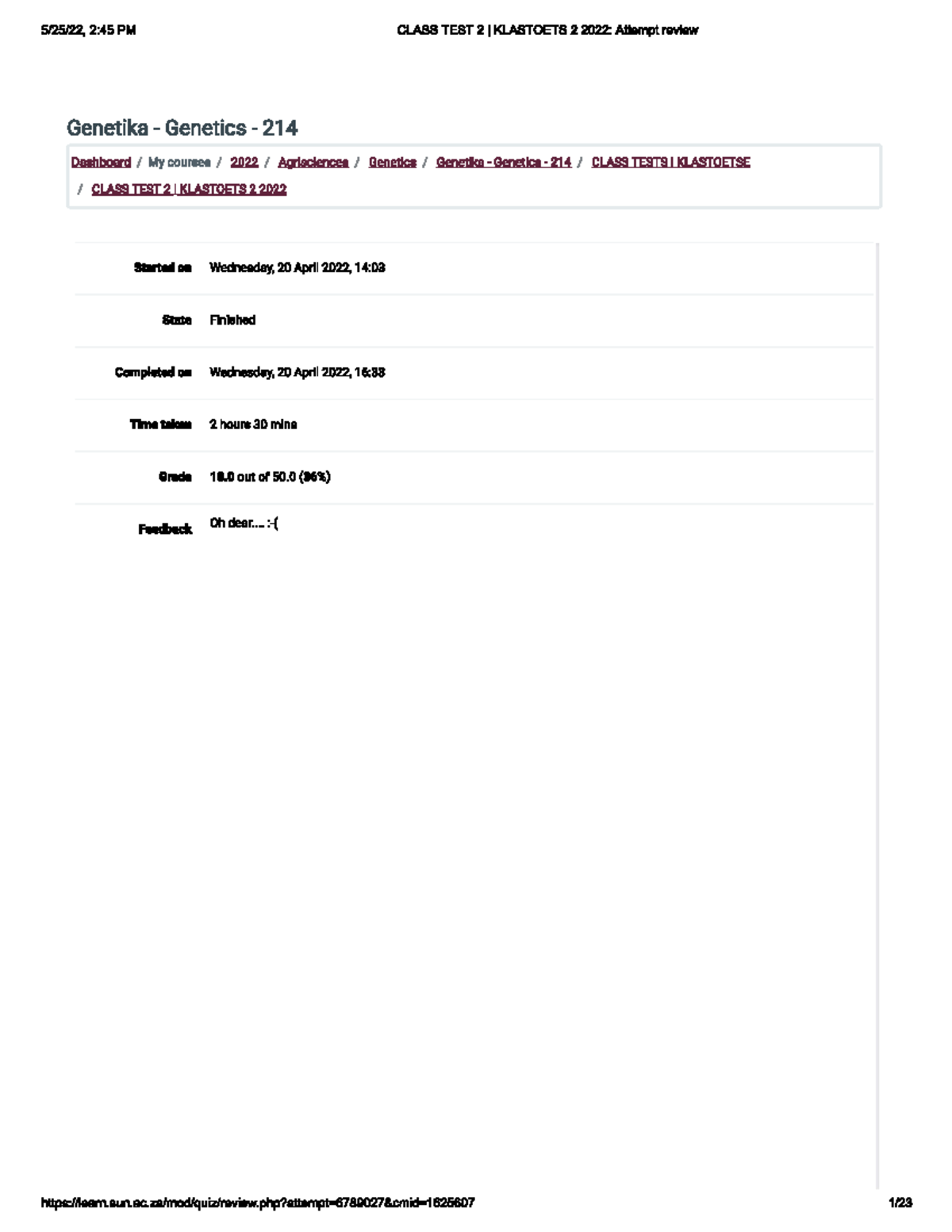Class test 2 SU2 - GEN 214 A1.2 - 214 - Studocu