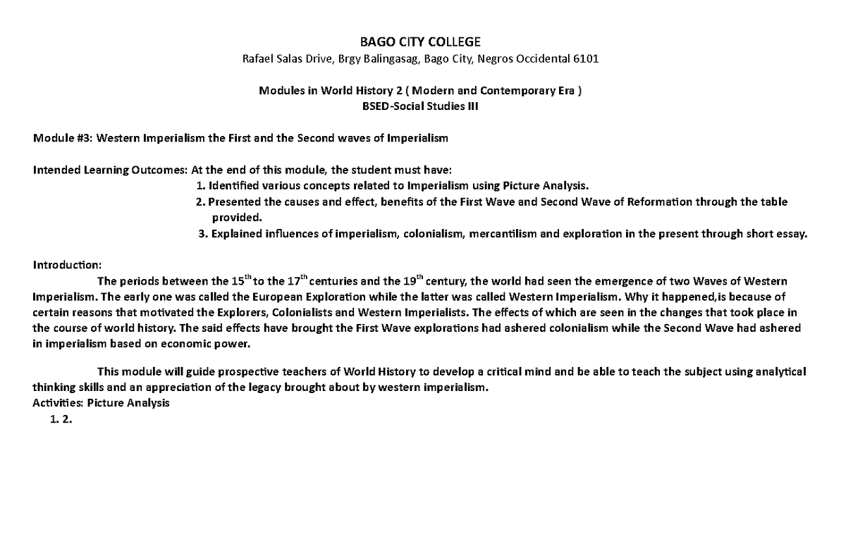Module-3-1 - Module reference - BAGO CITY COLLEGE Rafael Salas Drive ...