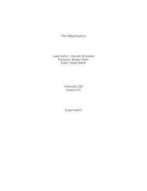 Wittig Lab Report - Wittig Reaction Writer: Aakash Sunkari Reviewer ...