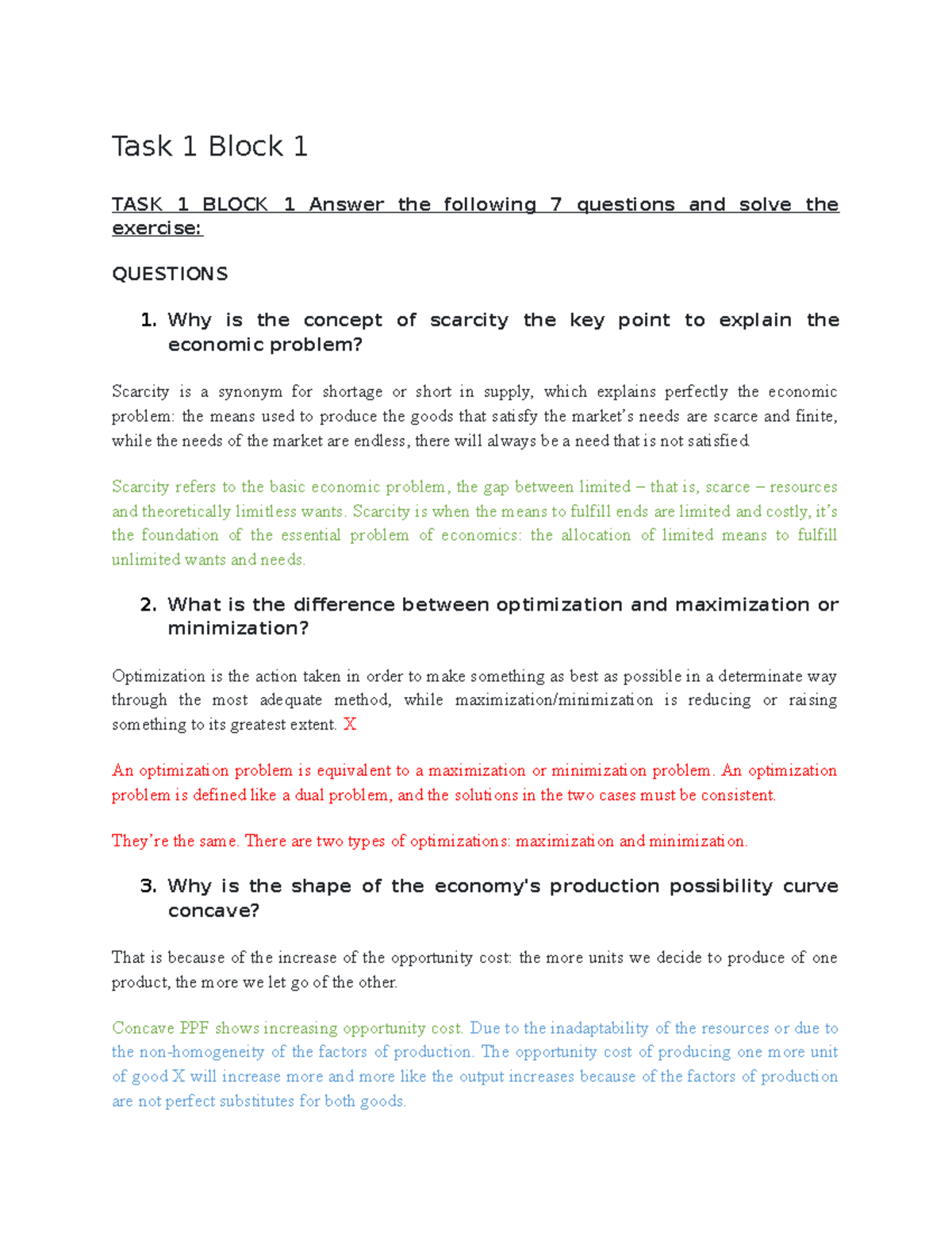 Task 1 Block 1 - Microeconomics First Semester - Task 1 Block 1 TASK 1 ...