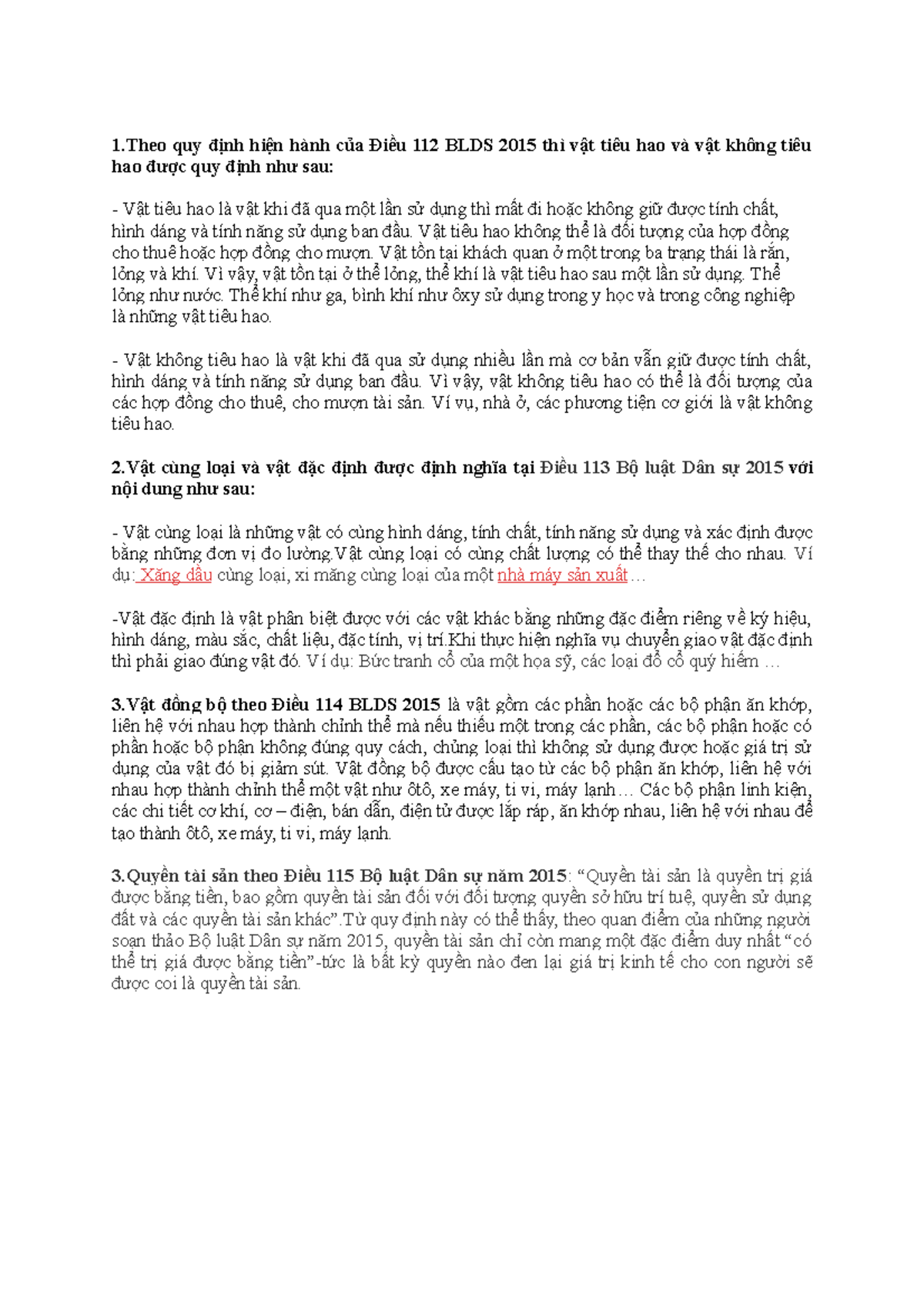 Phân loại tài sản P2 - mkmkl - 1 quy định hiện hành của Điều 112 BLDS ...