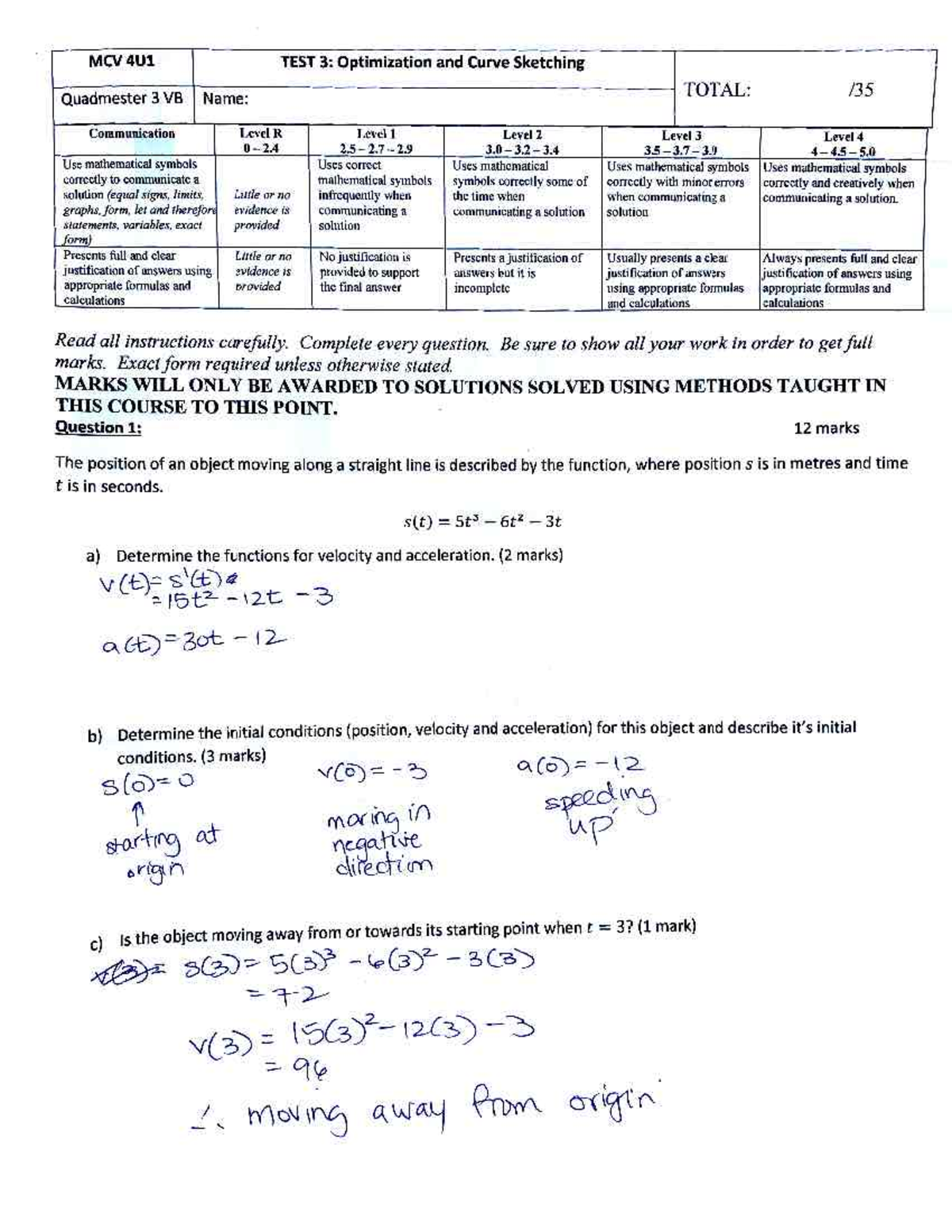 Unit 3-4 Test VB solutions - MATH 208 - Studocu