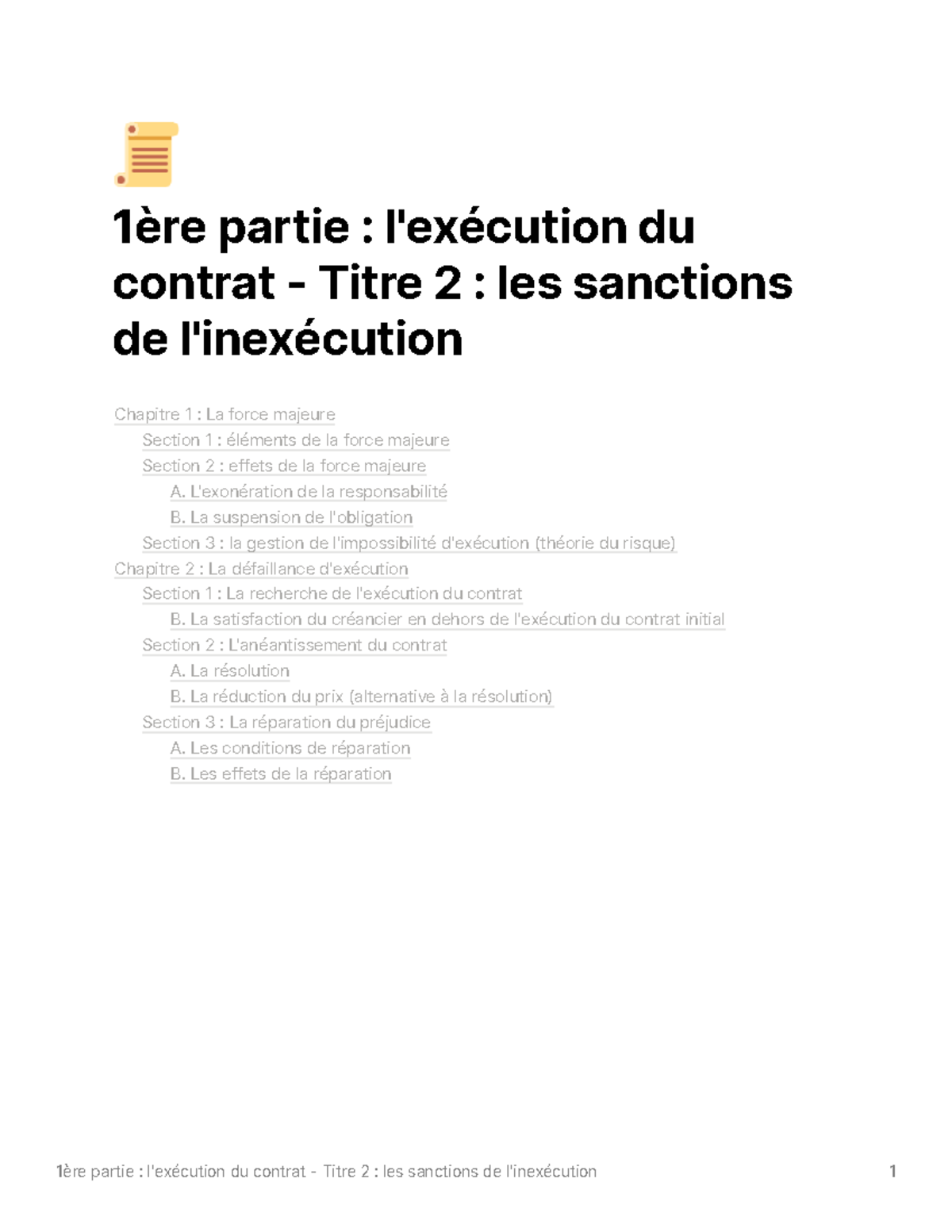 Cours - Les sanctions de l'inexécution - 📜 1ère partie : l'exécution du ...