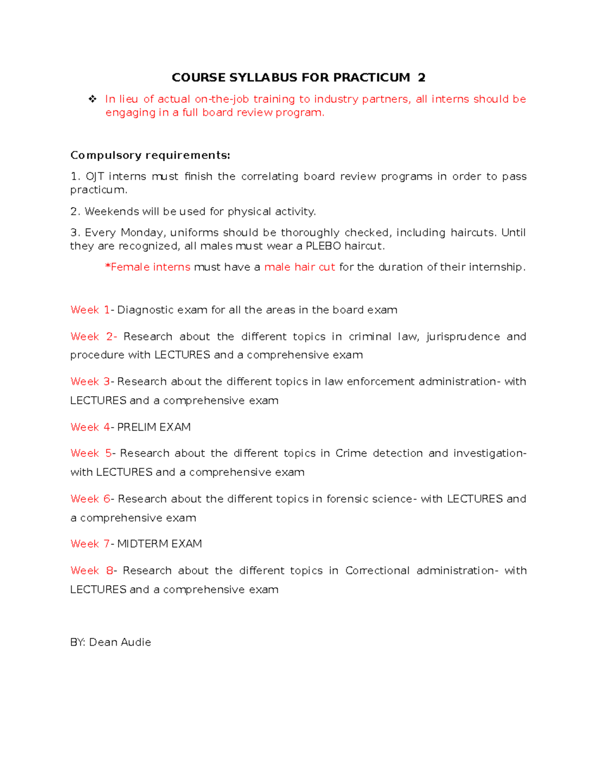 Inbound 2954304689225873037 - COURSE SYLLABUS FOR PRACTICUM 2 In lieu ...