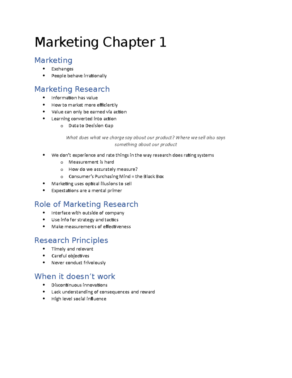 Marketing Chapter 1 - Lecture notes 1 - Marketing Chapter 1 Marketing ...