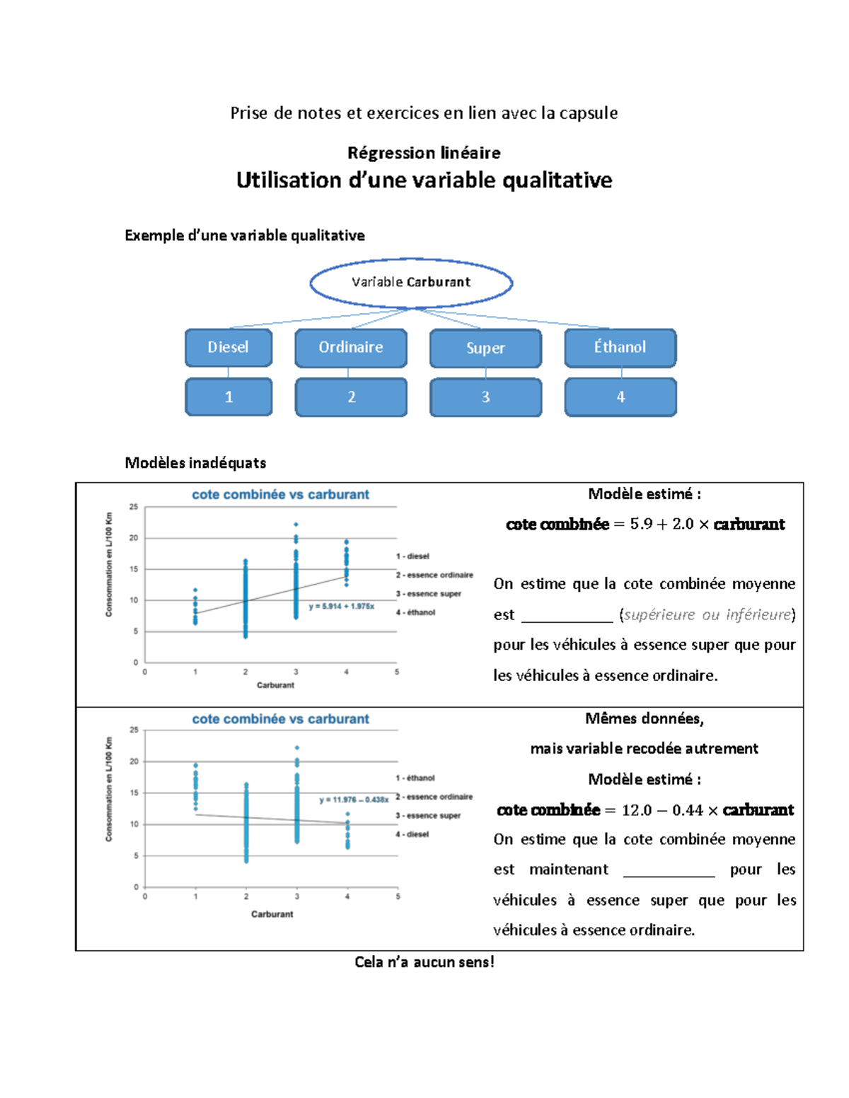 Utilisation d une variable qualitative v2 - Prise de notes et exercices ...