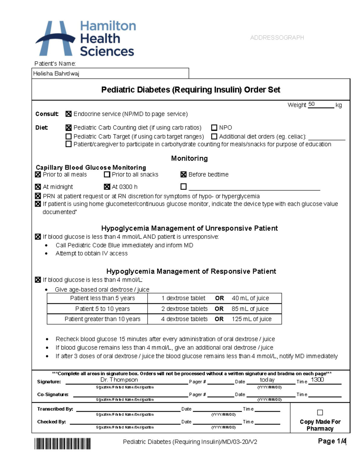 Inpatient Pediatric Insulin - Pediatric Diabetes (Requiring Insulin ...