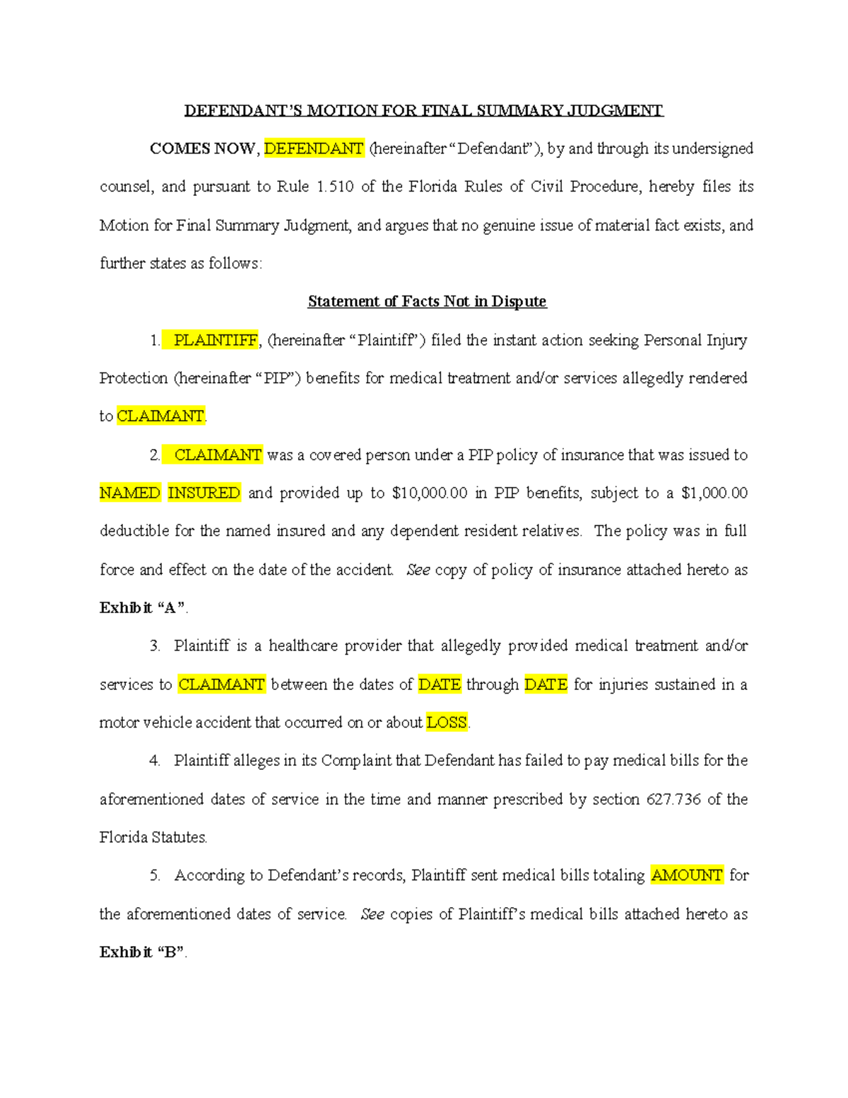 Motion for Summary Judgment - Properly Paid After Demand (With ...