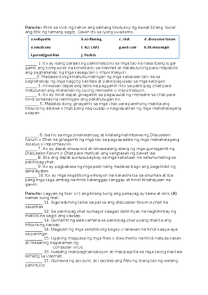 Diagnostic test in grade 8 - 1 | d i a g n o s t i c t e s t f o r G r ...