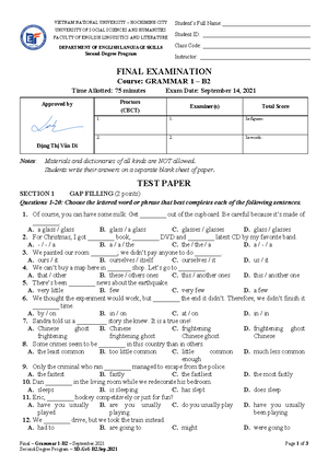 SD - Final - Reading B1 - 09 - Final – Reading – Writing B1/Reading ...