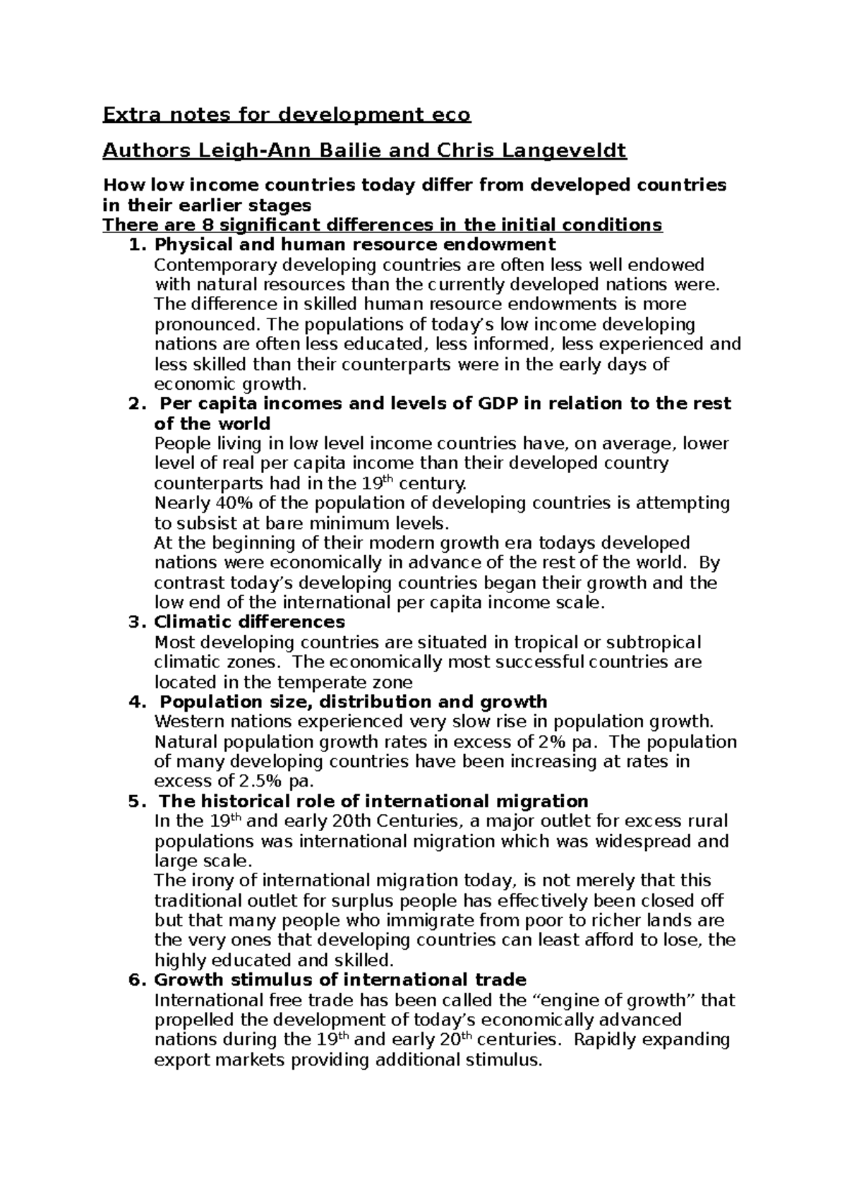 ECS3707 Extra notes development eco - Extra notes for development eco ...