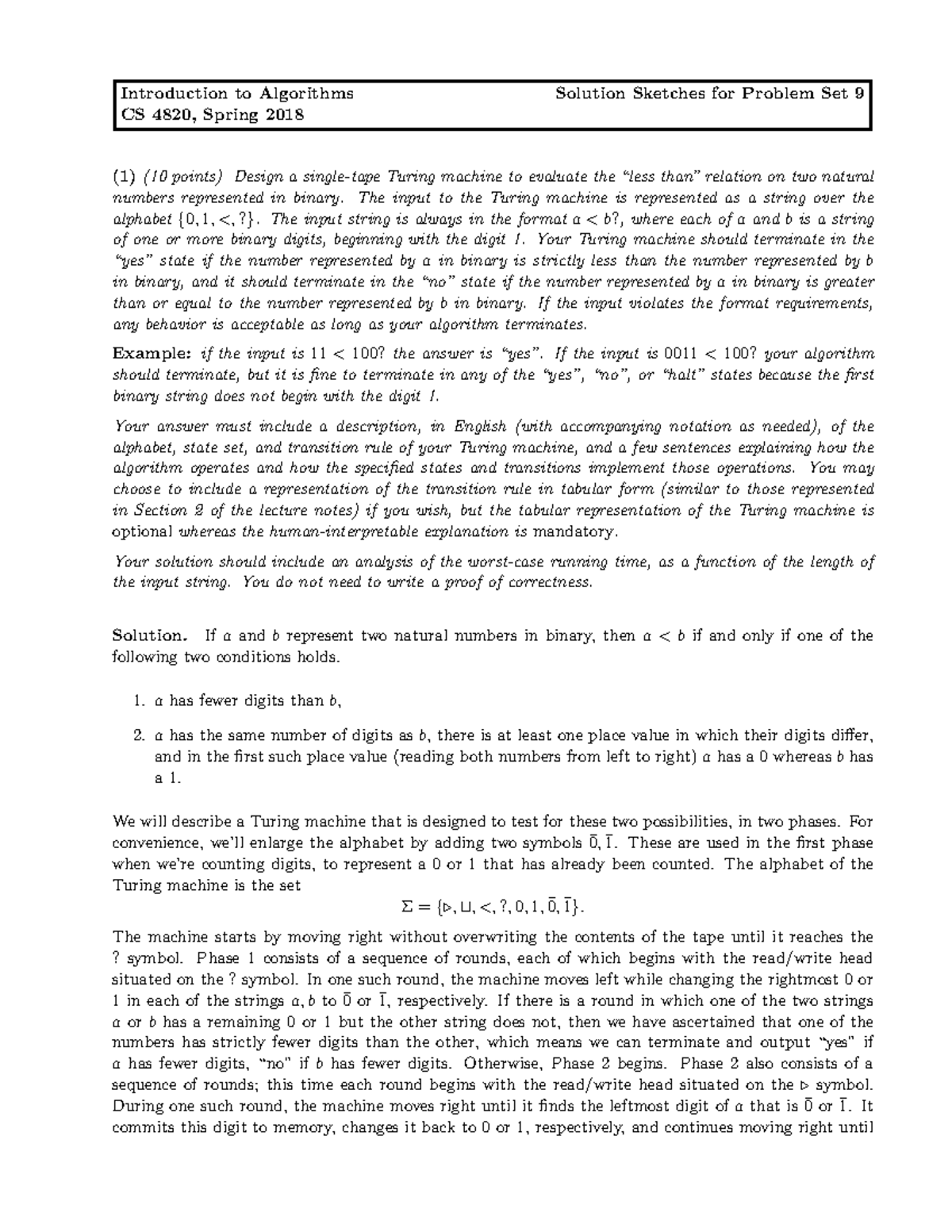 Sol9 Solutions To Assignment 9 Introduction To Algorithms Solution Sketches For Problem Set