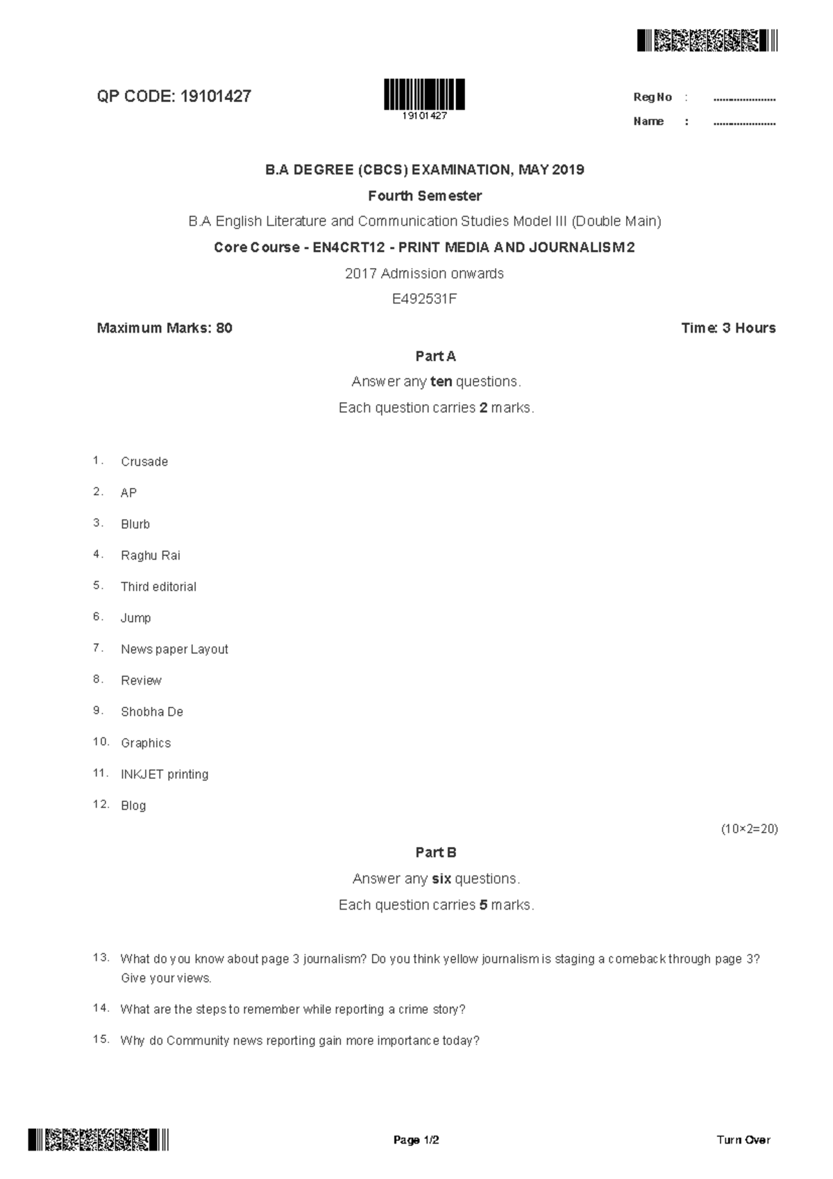 Issues That Matter - QP CODE: 19101427 Reg No ...