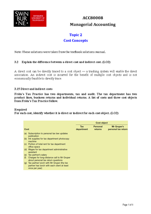 5 - tutorial - ACC 80008 Managerial Accounting Topic Budgeting for ...