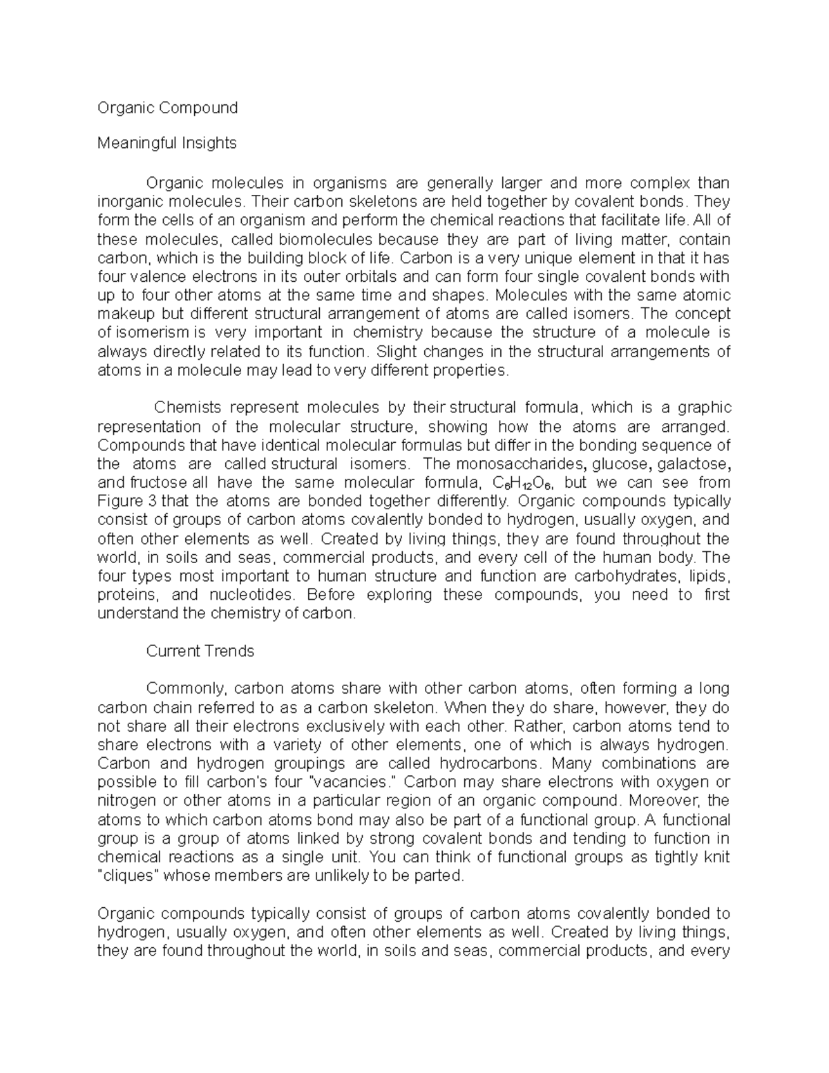 Hannah science - Life is about matter - Organic Compound Meaningful ...