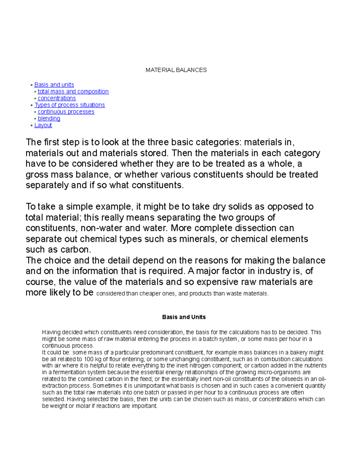 2. Materi Minggu 2-TPP1- Material Balance - MATERIAL BALANCES Basis and ...