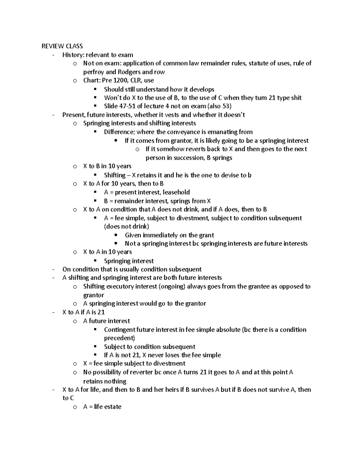 Review Class - REVIEW CLASS History: relevant to exam o Not on exam ...