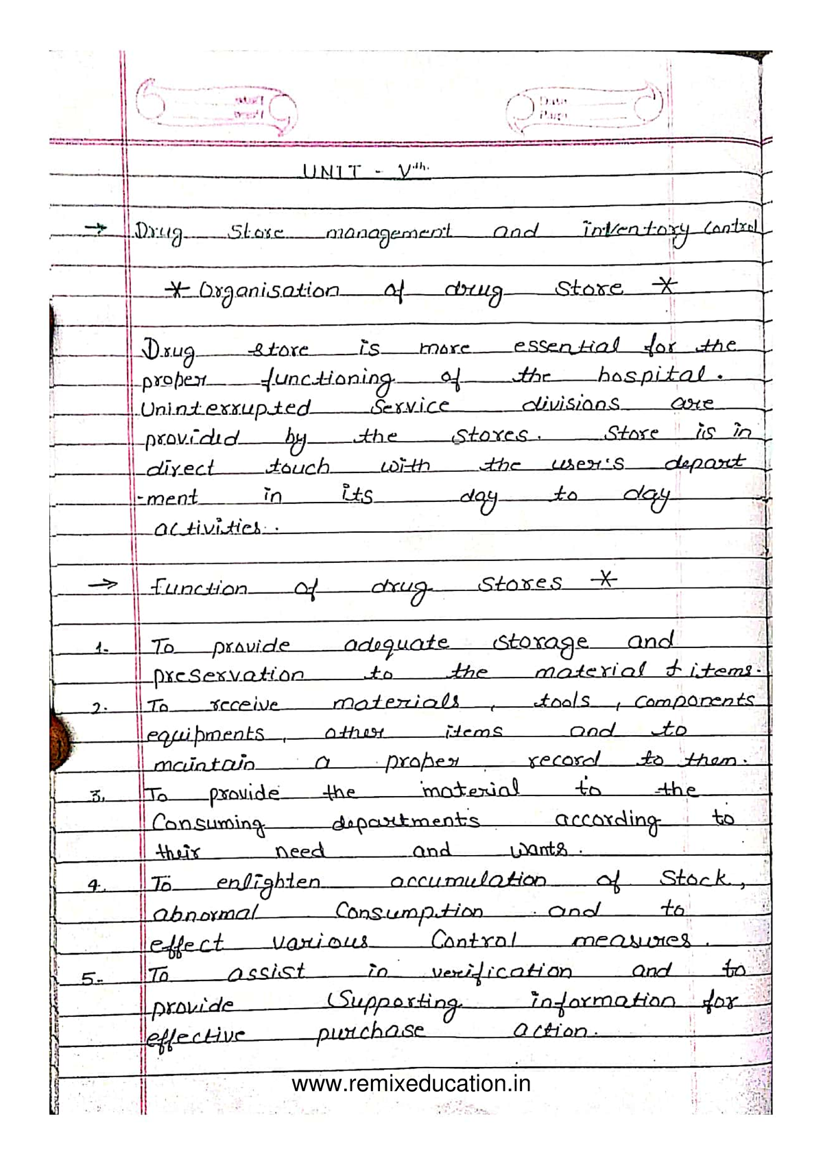 Drug store management and inventory control note - UNIT V. Drug Store ...